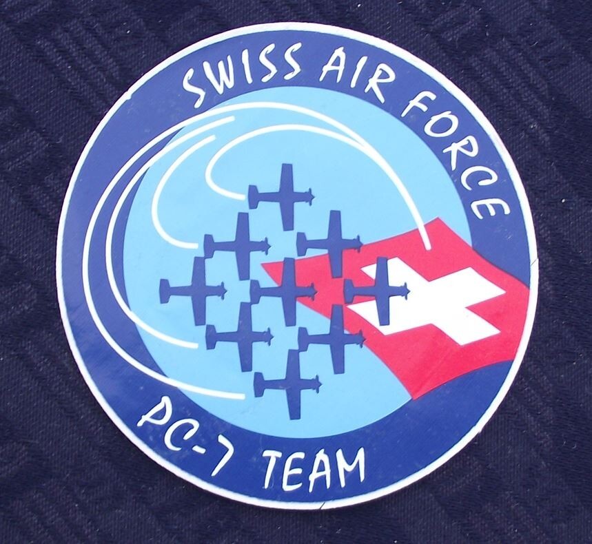 Vintage Swiss Air Force PC-7 Team Aerobatic Squadron Logo Sticker Deca ...