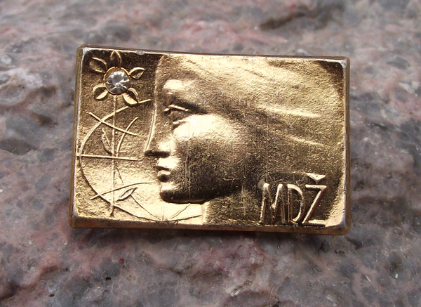 .International Women's Day MDZ Jewelled Flower and Woman Pin Badge ...