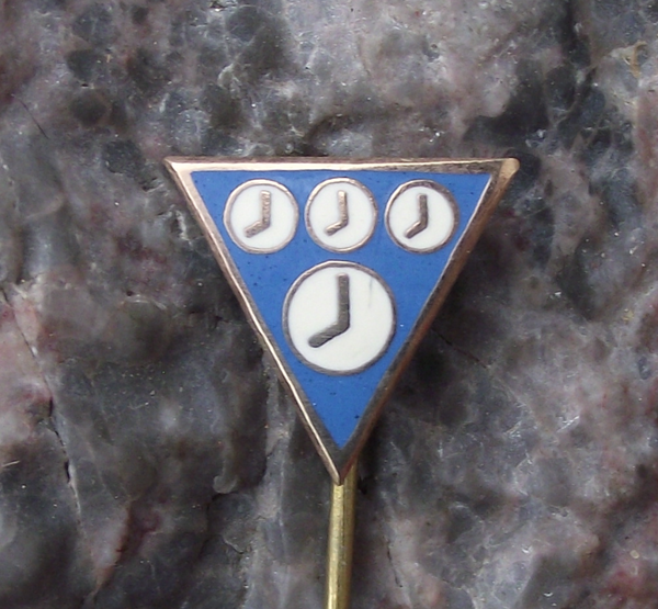 Vintage Pragotron Time Measuring Timekeeping Systems Clock Logo Pin Ba ...